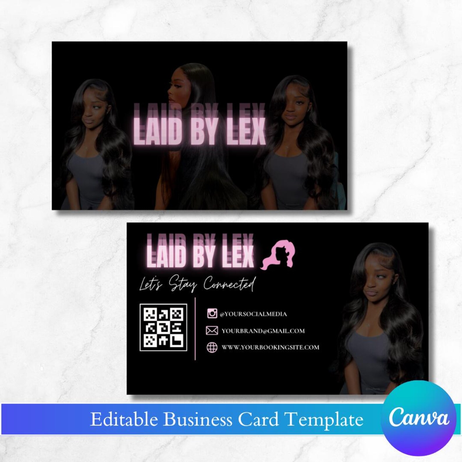 Customs Business Card + Loyaltycard for Hairstylist Lash Tech ...
