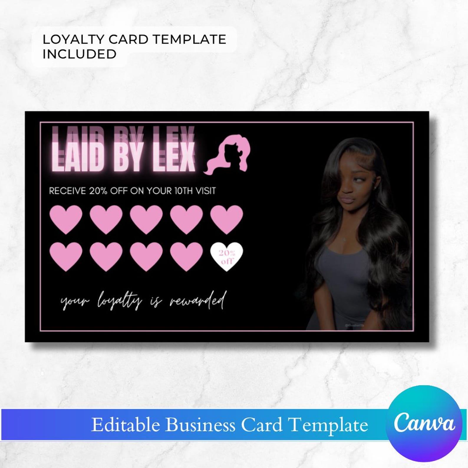 Customs Business Card + Loyaltycard for Hairstylist Lash Tech ...
