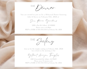 LDS Wedding Invitation Insert Cards - Etsy