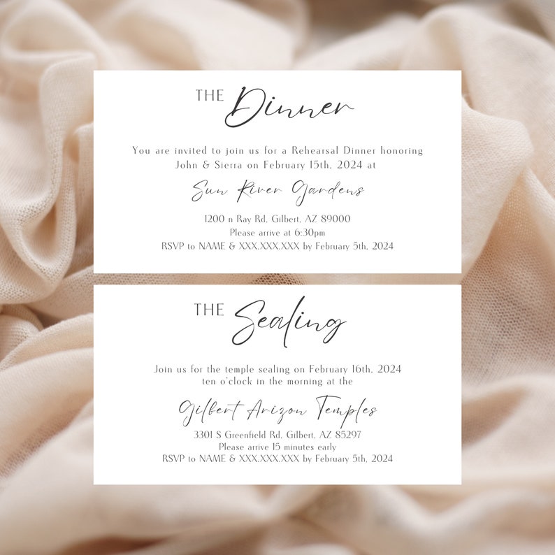 LDS Wedding Invitation Insert Cards - Etsy