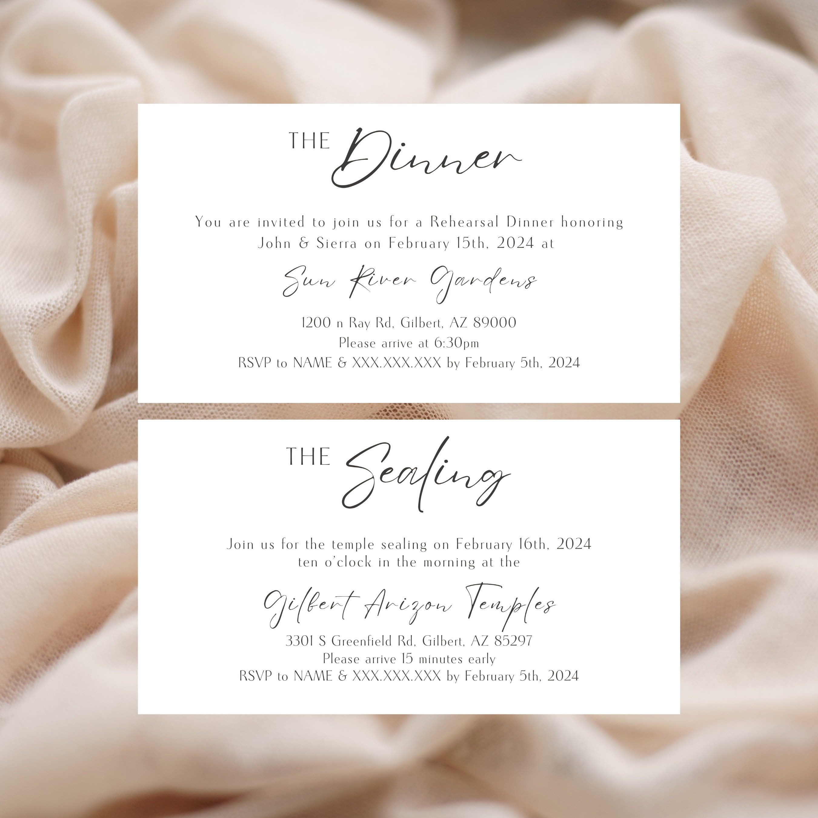 LDS Wedding Invitation Insert Cards - Etsy
