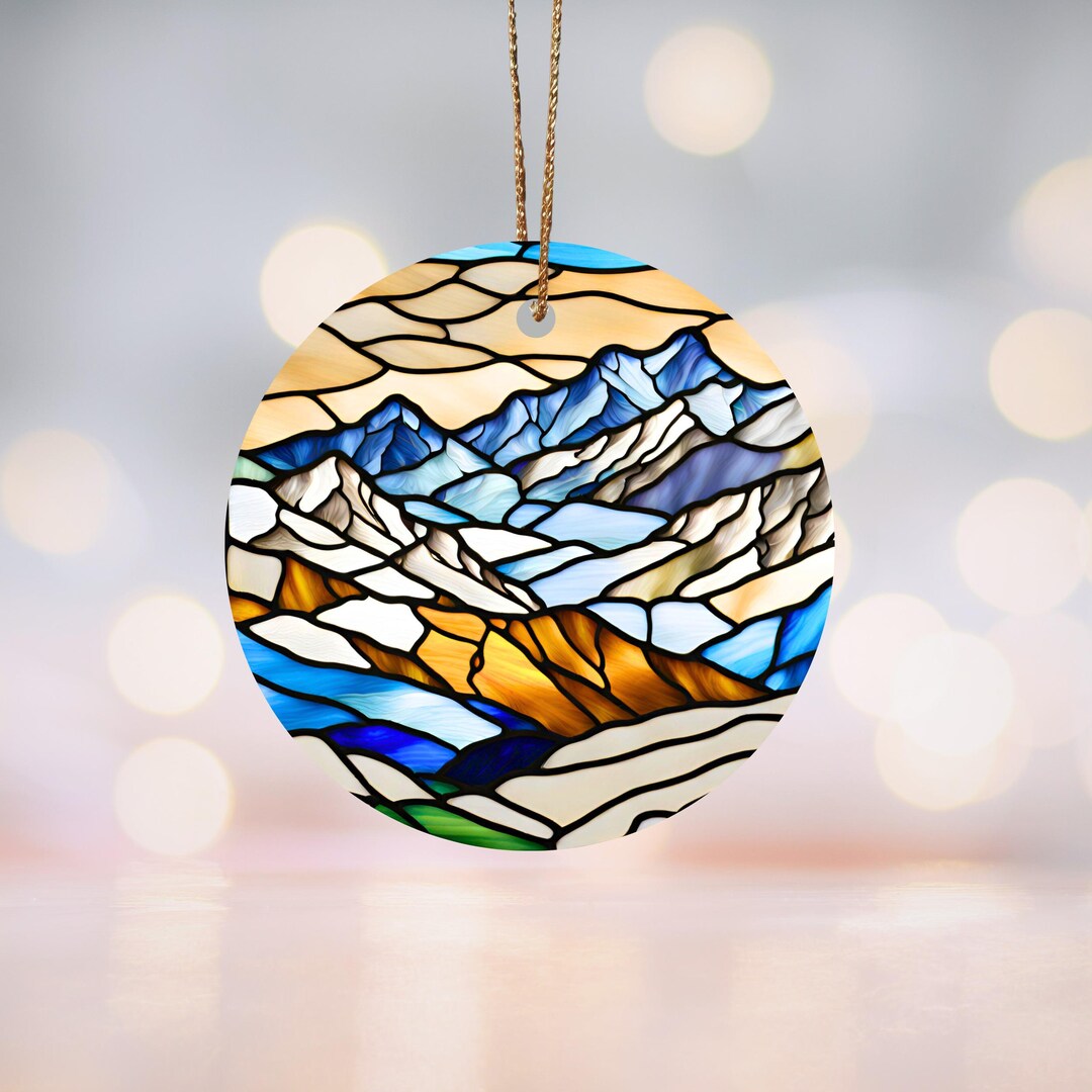 The Alps Stained-glass Motif Ceramic Ornament Mountain Decor, Alpine ...