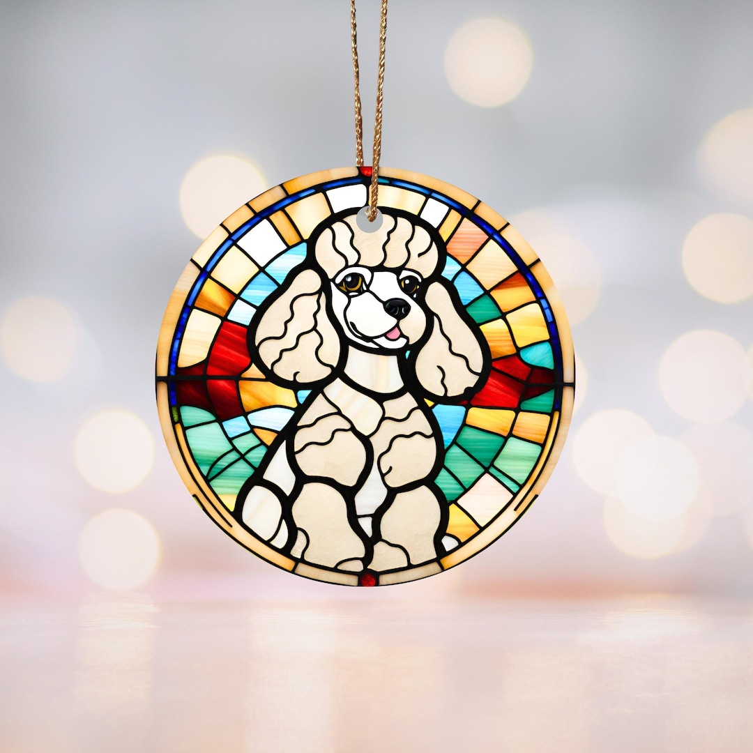 Poodle Stained-glass Ceramic Ornament Dog Lover Decor, Pet Christmas ...