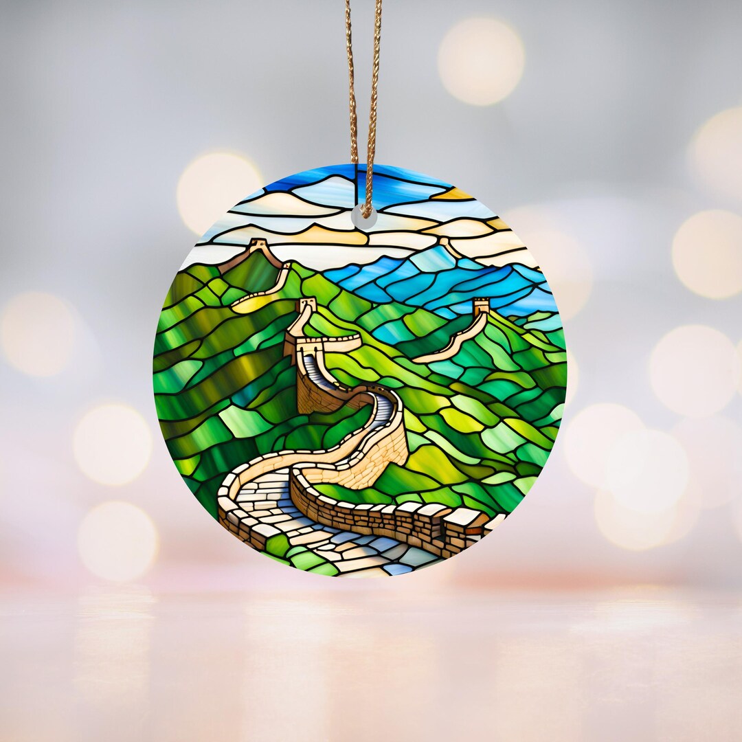 Great Wall of China Stained-glass Motif Ceramic Ornament, Scenic ...
