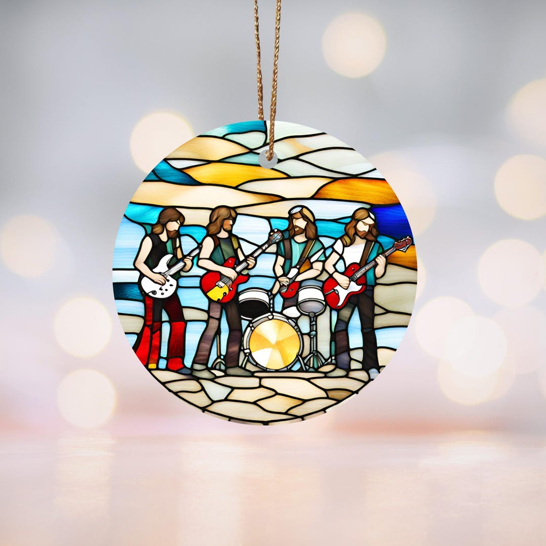 Band Stained-glass Motif Ceramic Ornament Music Lover Decor, Instrument ...
