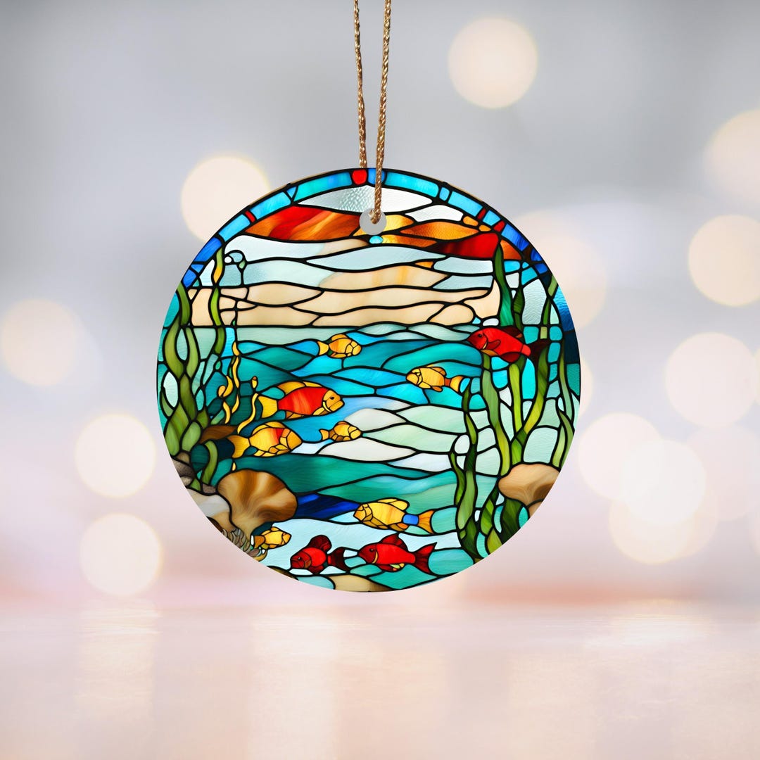 Underwater Reef Stained-glass Motif Ceramic Ornament Ocean Decor ...