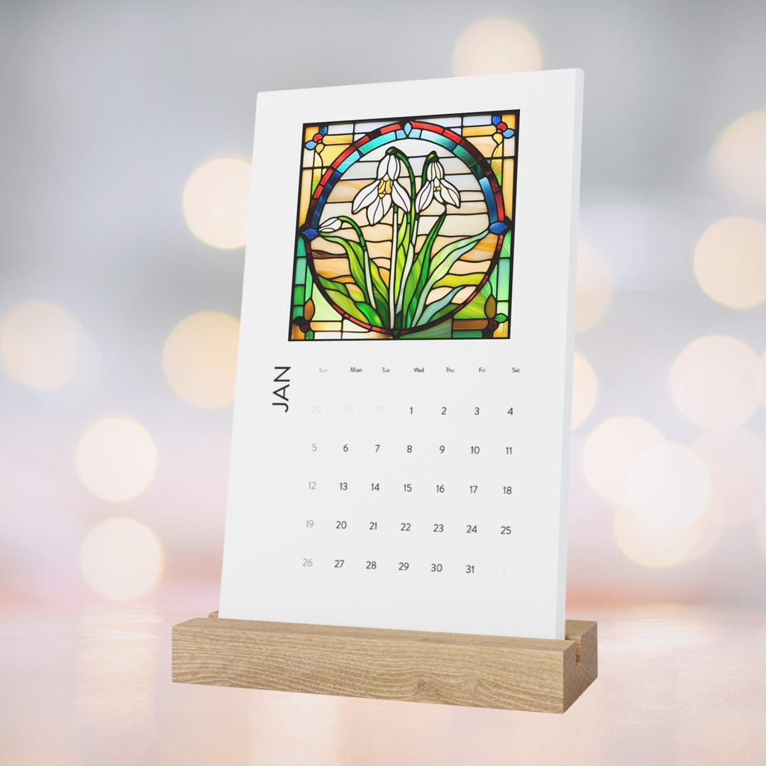 2025 Floral Calendar, Monthly Stained-glass Flower Designs, Art Lover ...