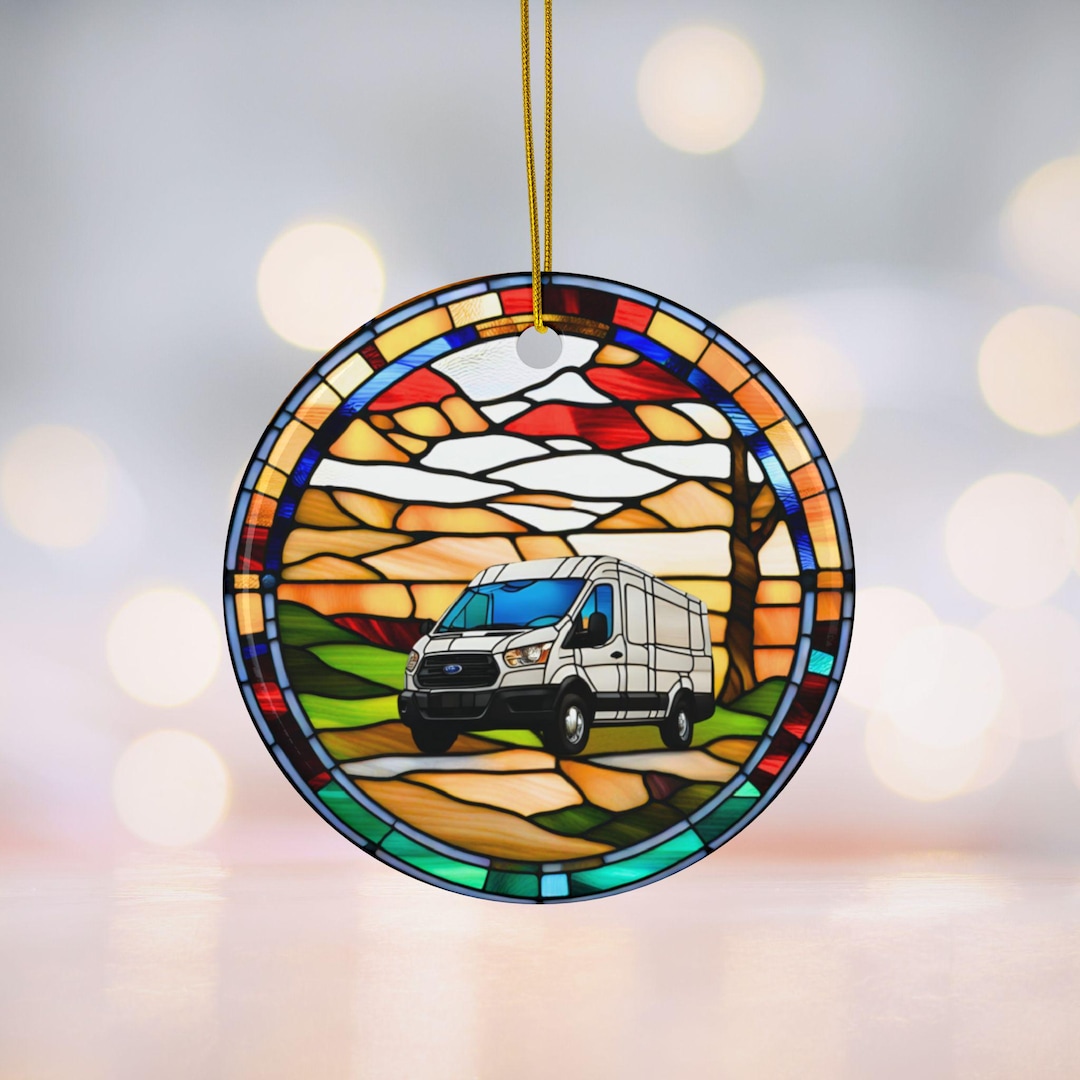 Van Life Stained-glass Ceramic Ornament Ford Transit Adventure Decor ...