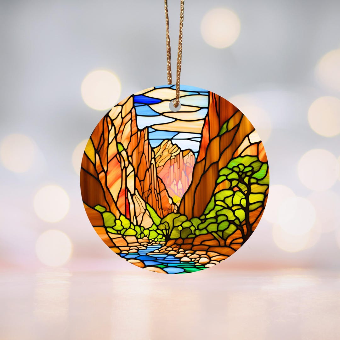 The Narrows Stained-glass Motif Ceramic Ornament, Zion National Park ...