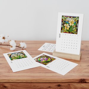 2025 Floral Calendar, Monthly Stained-glass Flower Designs, Art Lover ...