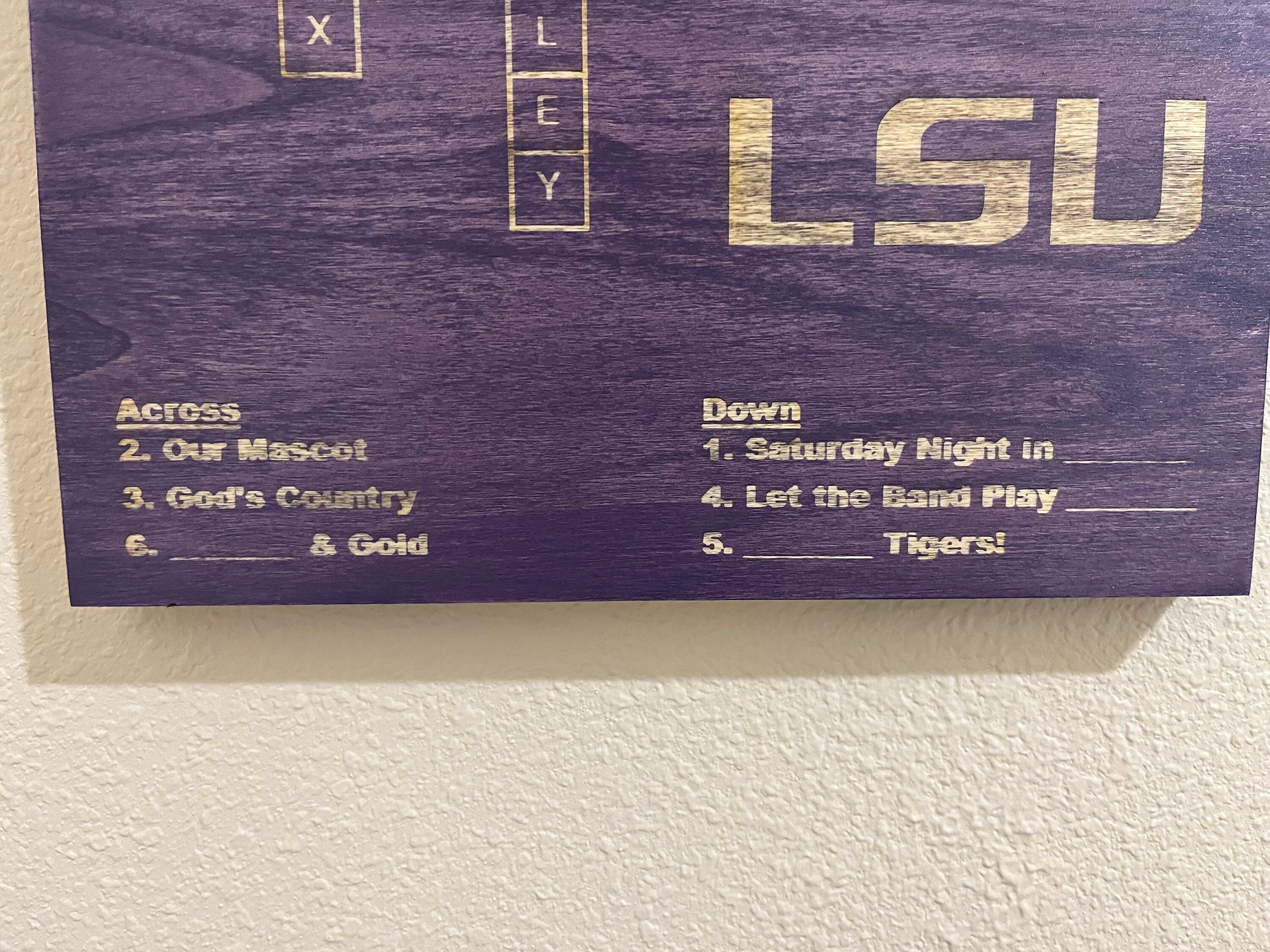 LSU Tigers Decoration, LSU Crossword Themed Picture for Wall Hanging ...