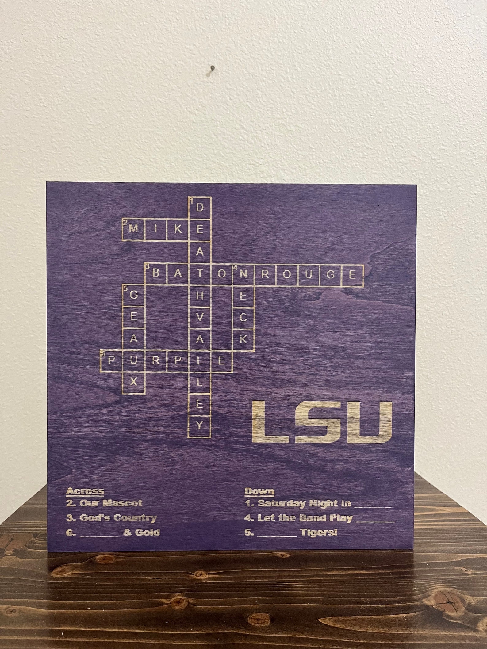 LSU Tigers Decoration, LSU Crossword Themed Picture for Wall Hanging ...