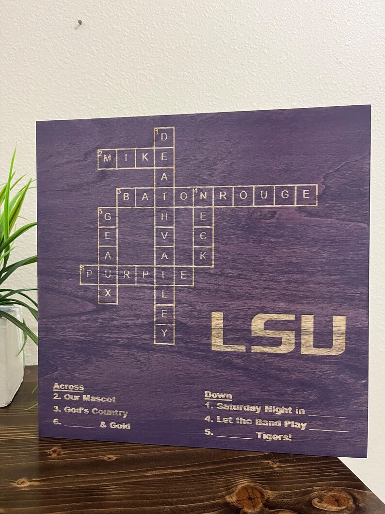 LSU Tigers Decoration, LSU Crossword Themed Picture for Wall Hanging ...