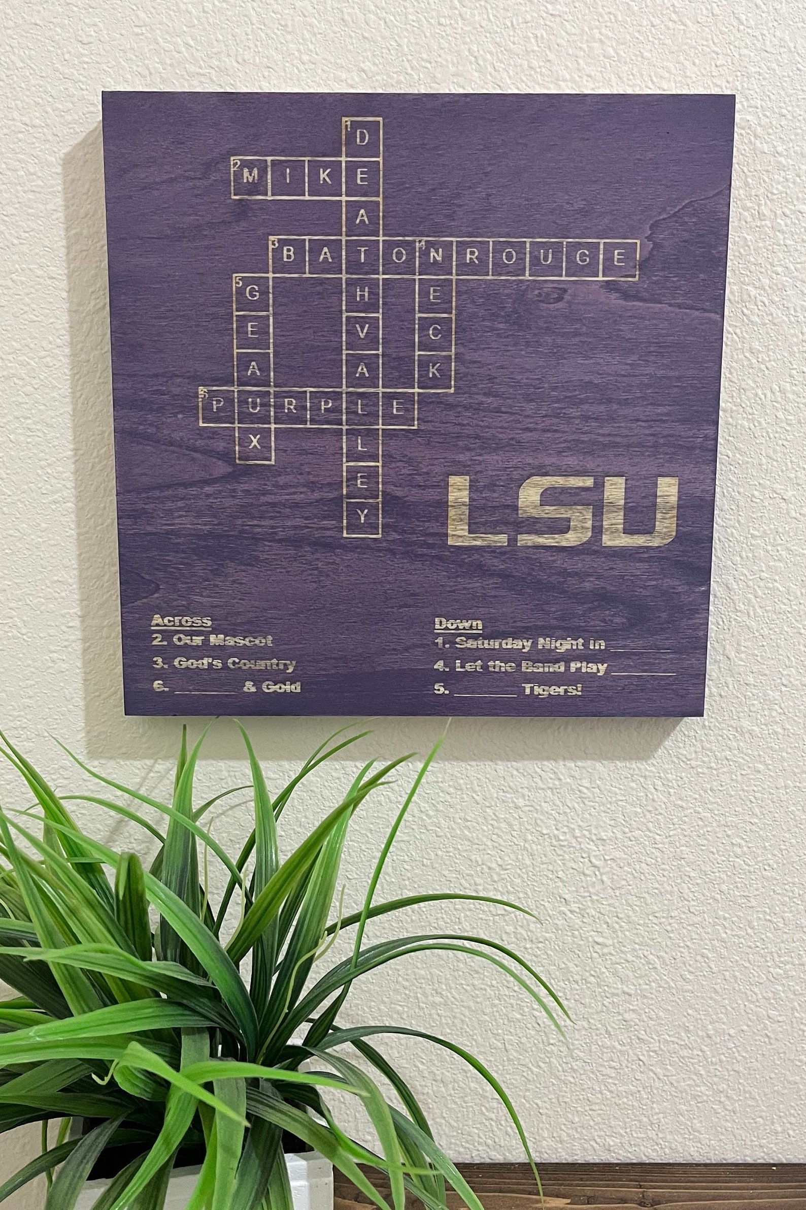 LSU Tigers Decoration, LSU Crossword Themed Picture for Wall Hanging ...