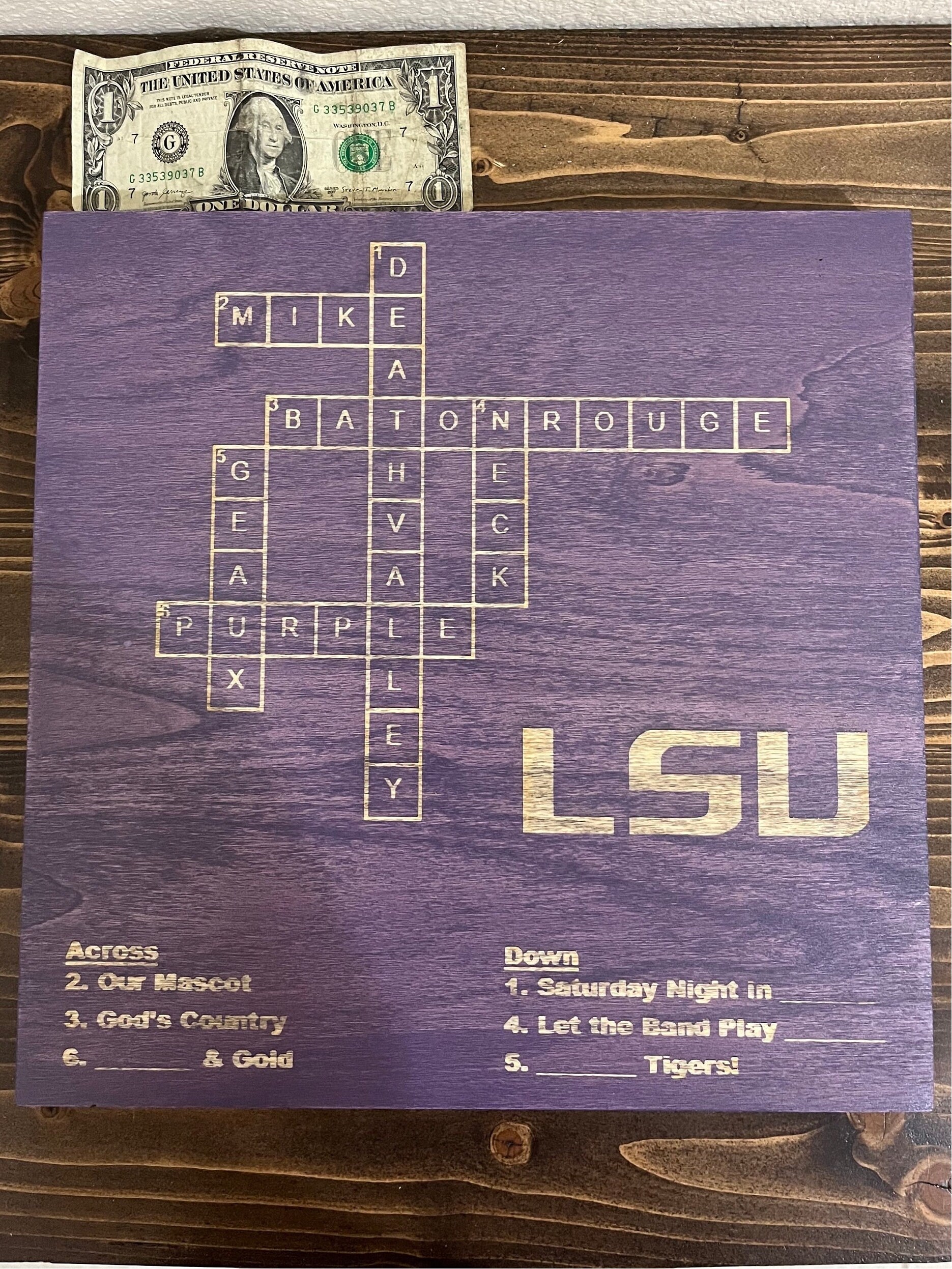 LSU Tigers Decoration, LSU Crossword Themed Picture for Wall Hanging ...