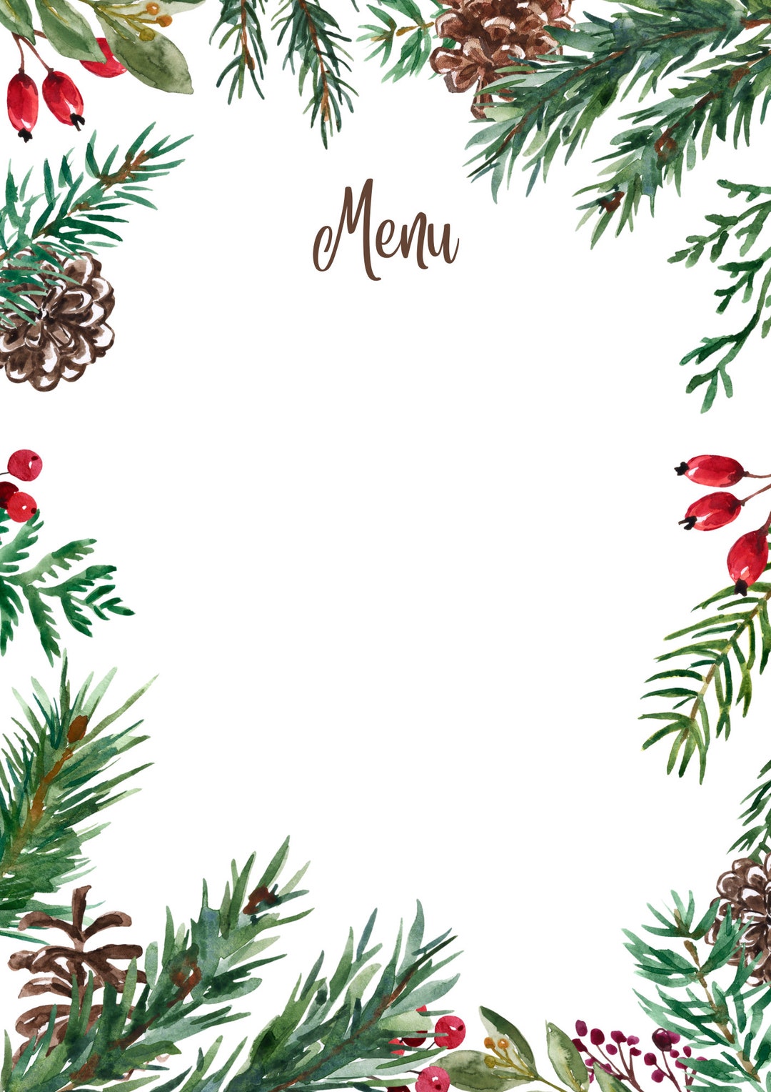 Christmas Menu Digital Download - Etsy