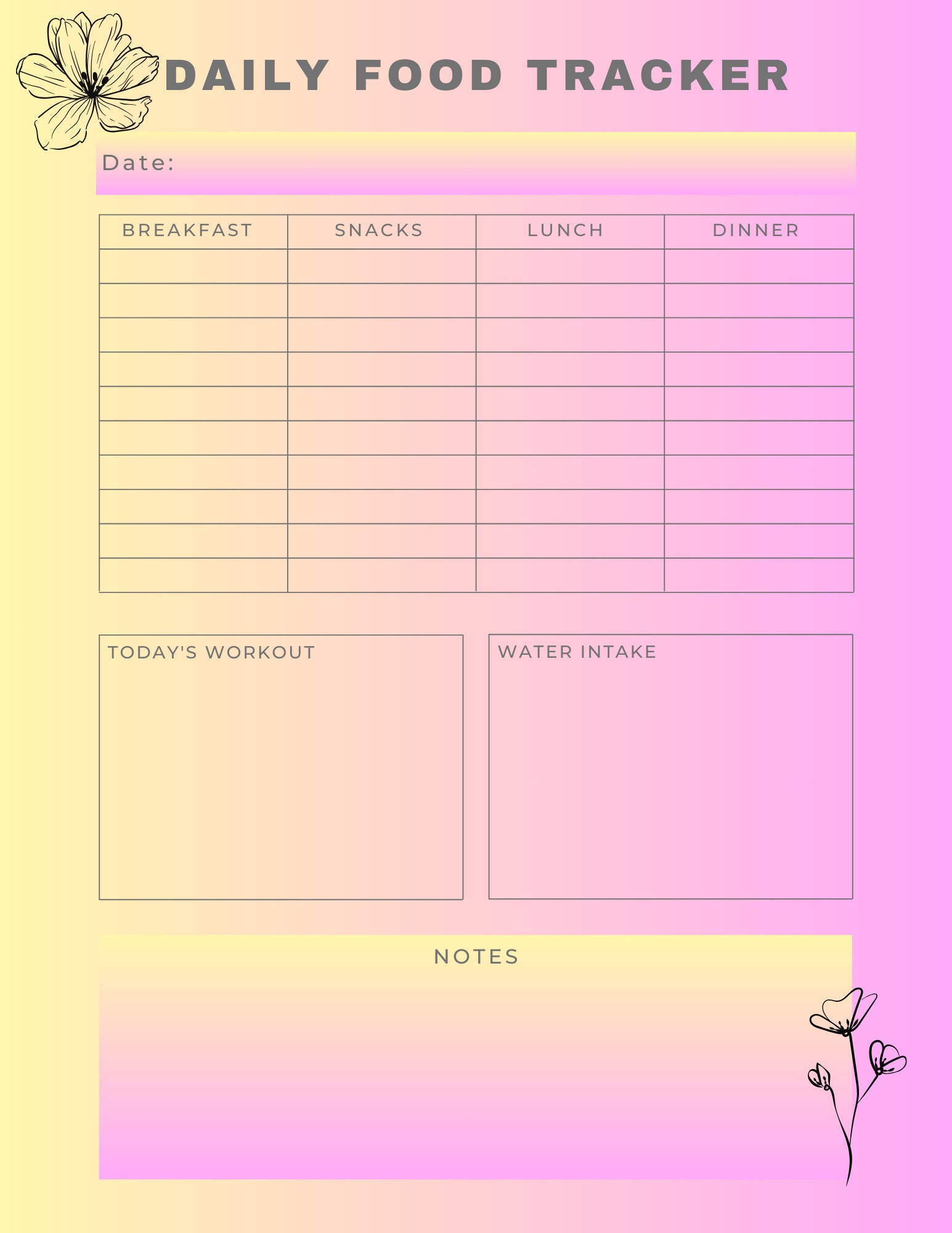 Daily Tracker, Digital Download, Printable, Gradient - Etsy
