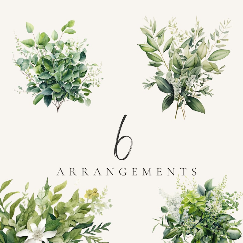 Greenery Watercolor Clipart, Greenery Bundle Clipart,botanical Clipart ...