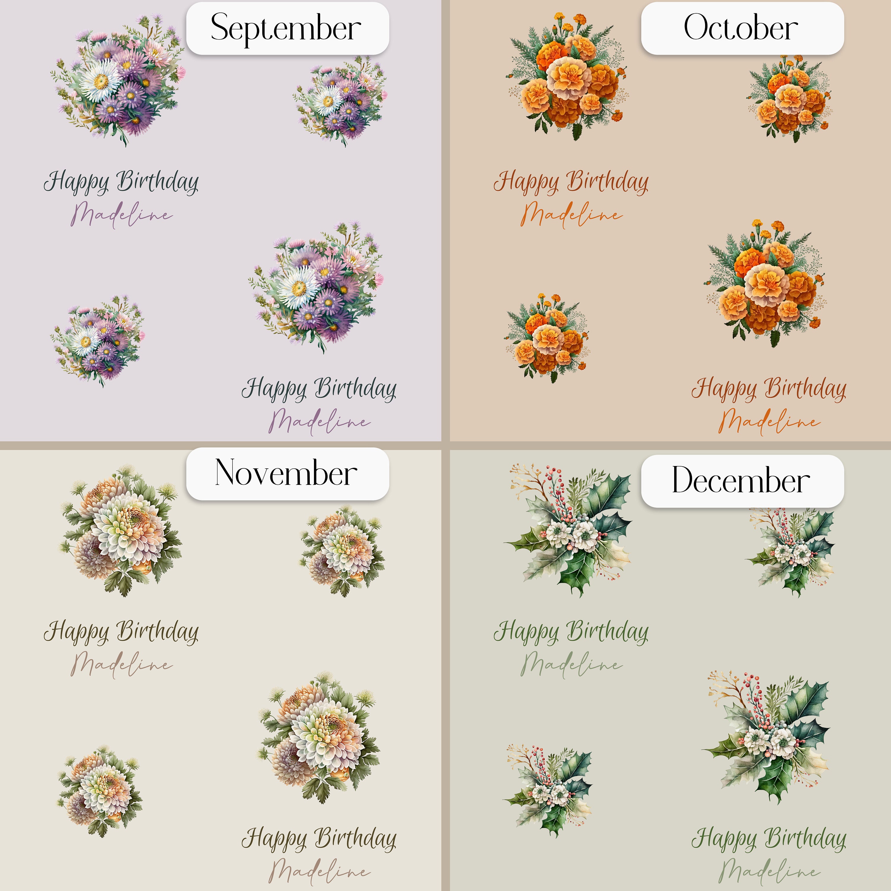 Personalized Birthday Wrapping Paper Custom Name Birthflower Wrapping ...