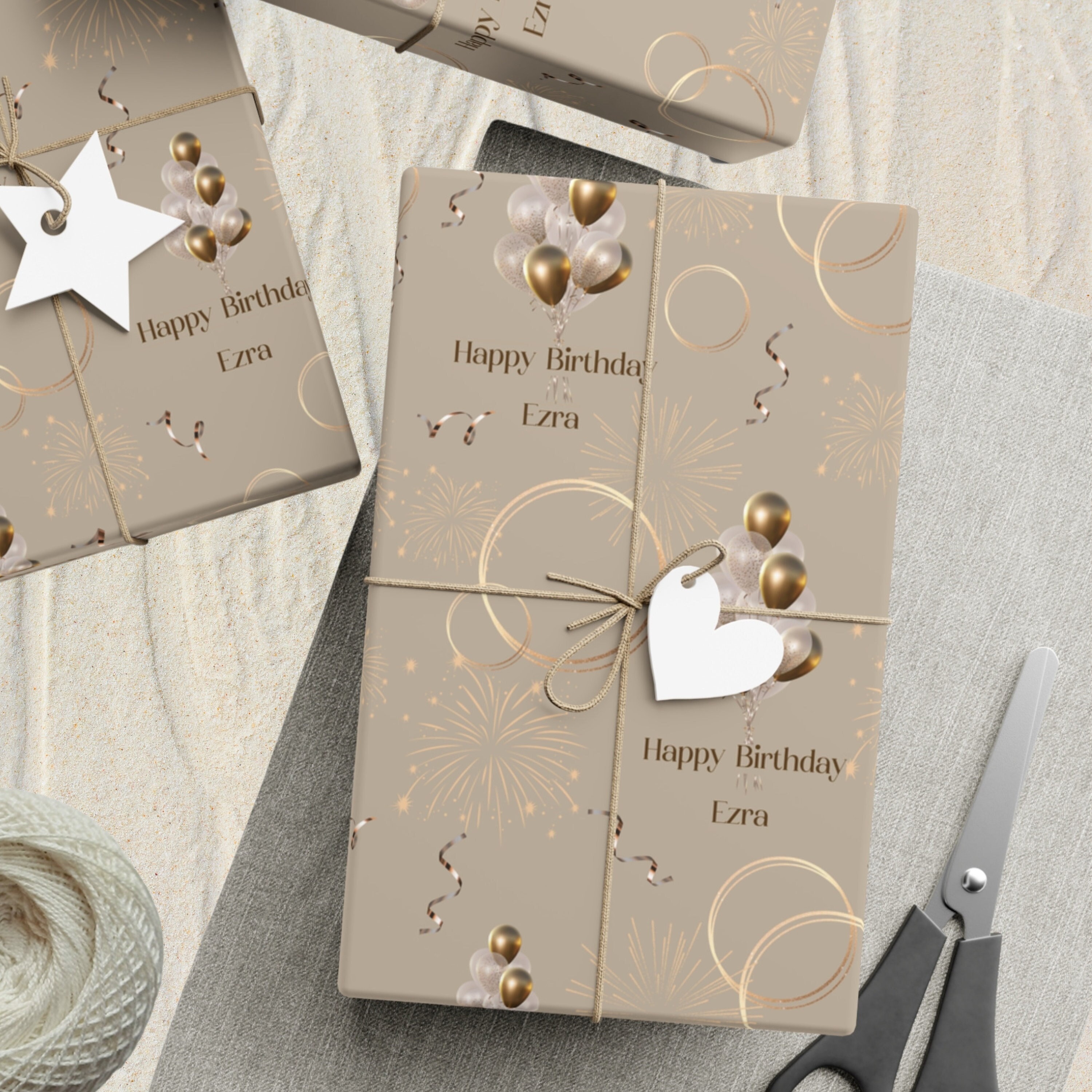 Personalized Birthday Wrapping Paper Custom Name Gift Wrap Bday ...