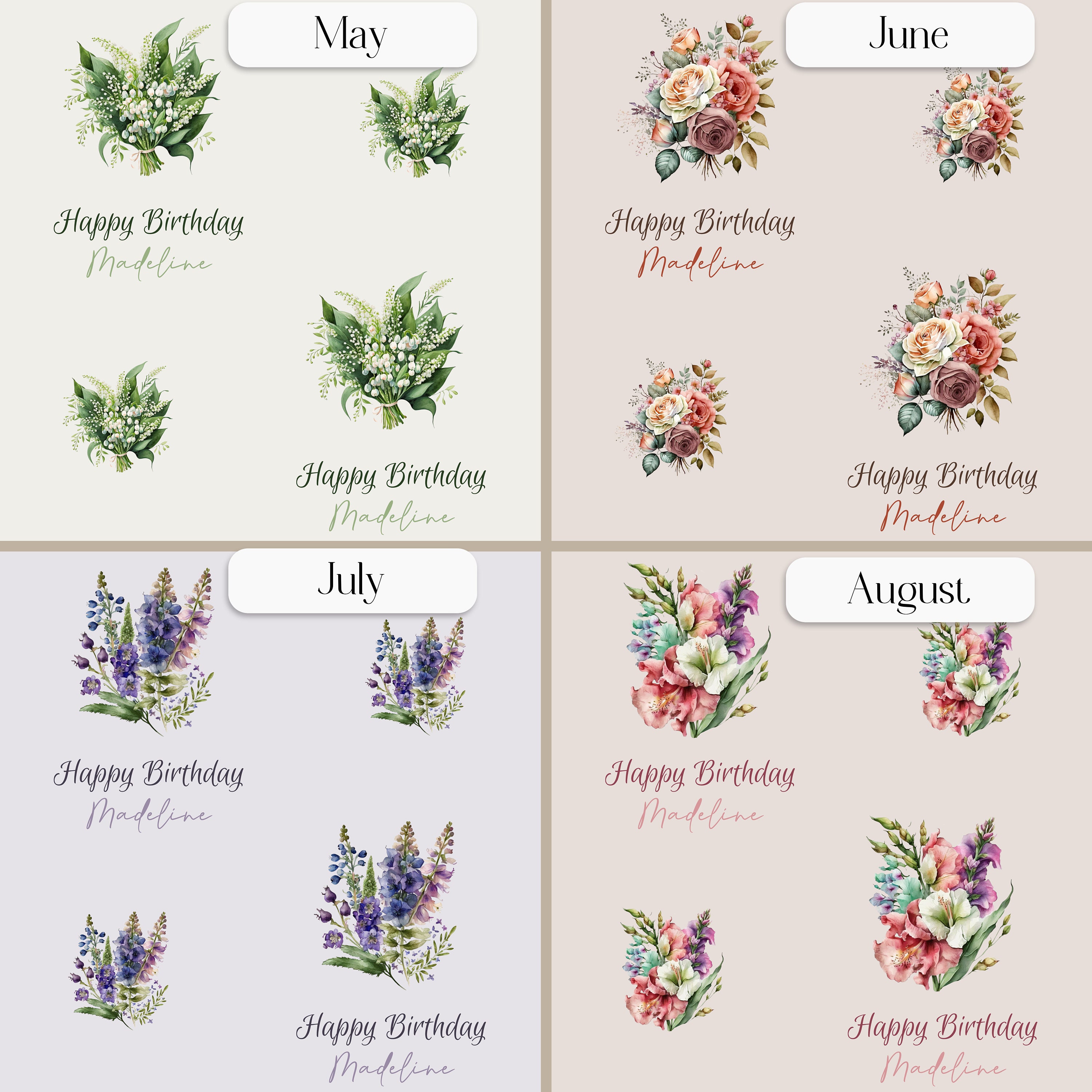 Personalized Birthday Wrapping Paper Custom Name Birthflower Wrapping ...