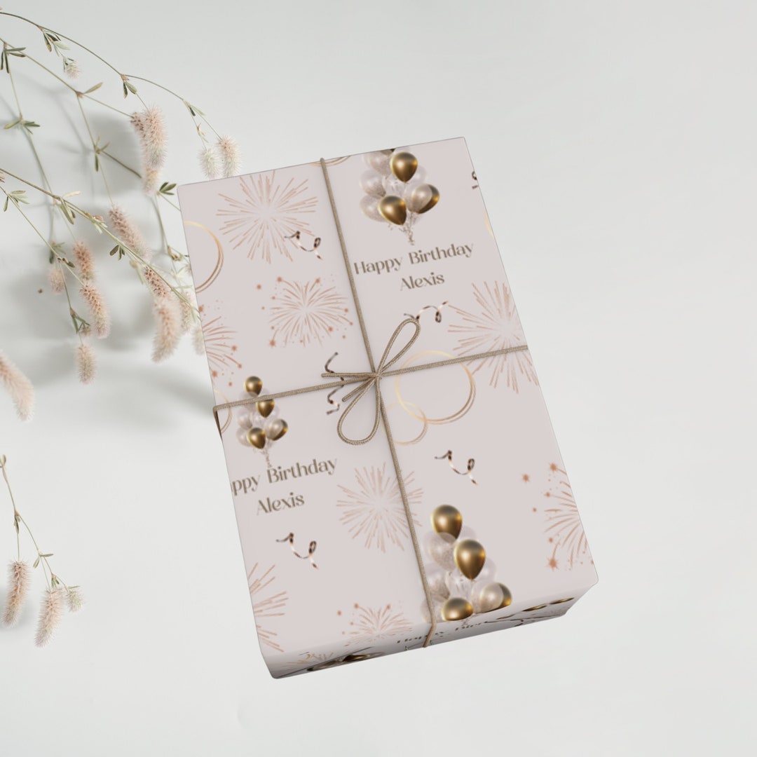 Personalized Birthday Wrapping Paper Custom Name Gift Wrap Bday ...