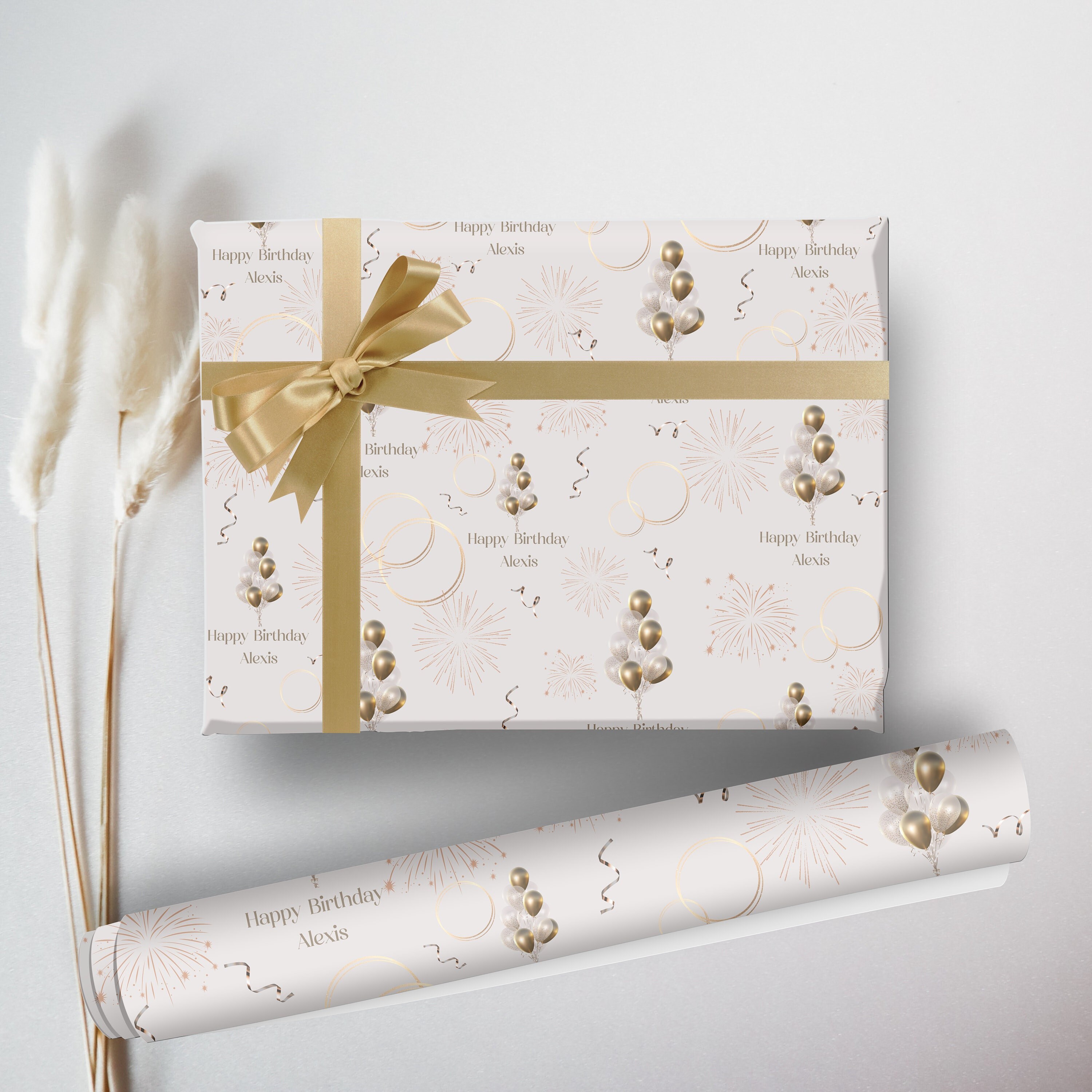 Personalized Birthday Wrapping Paper Custom Name Gift Wrap Bday ...