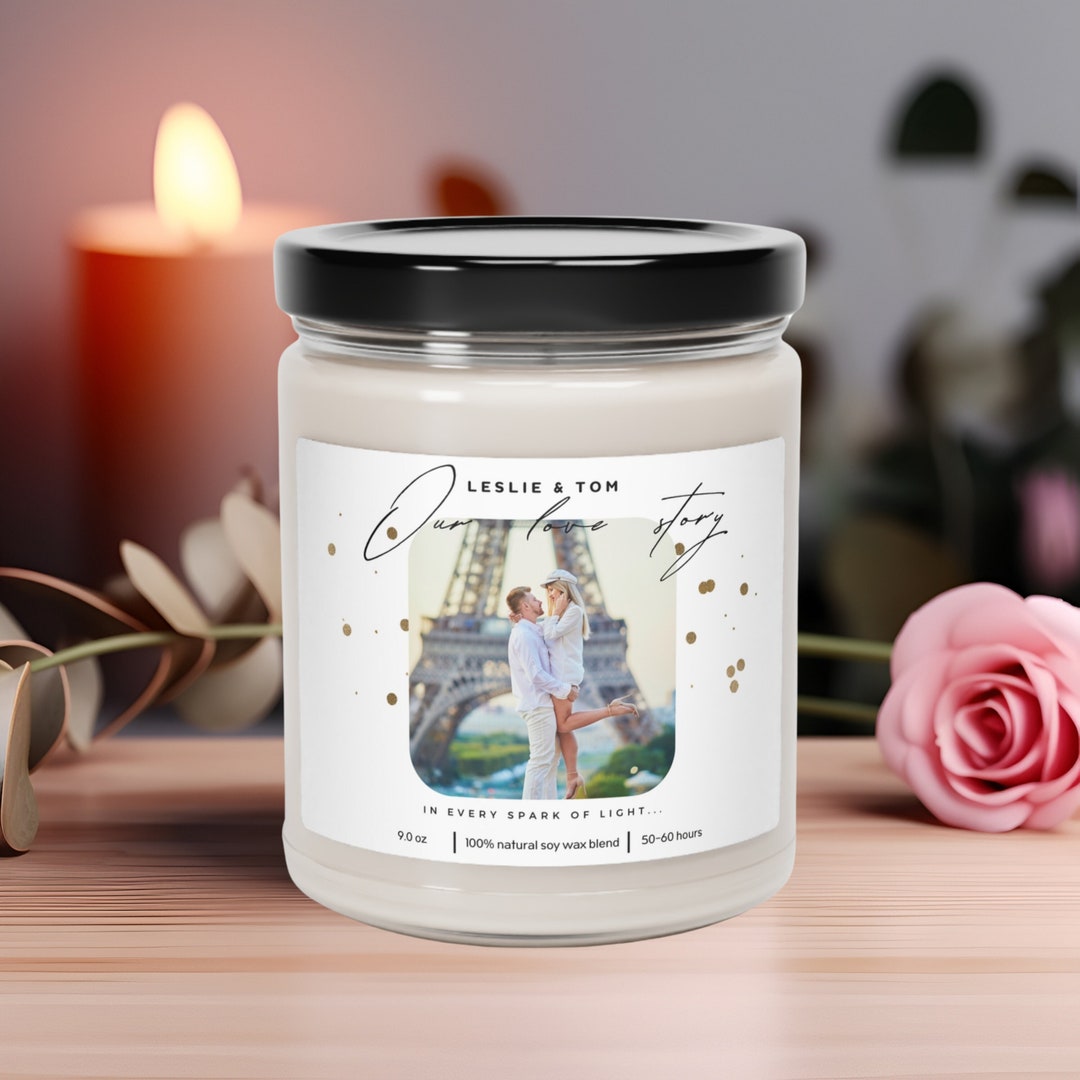Personalized Picture Candle Gift Custom Couple Candle Our Love Story ...