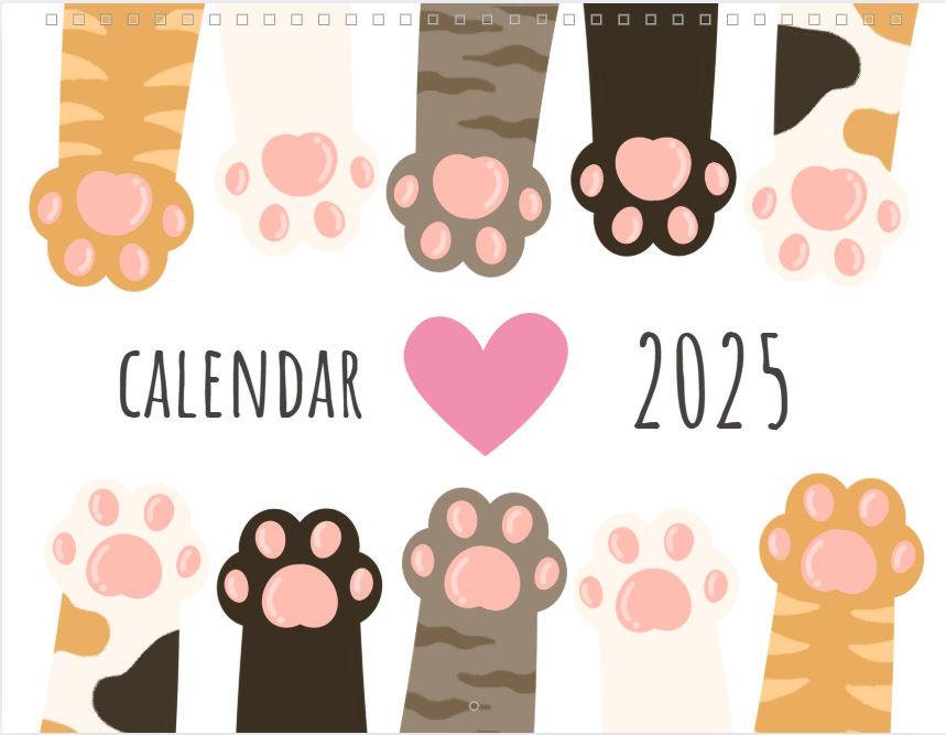 DIGITAL DOWNLOAD ONLY! 2025 Cartoon Cat Calendar - Etsy