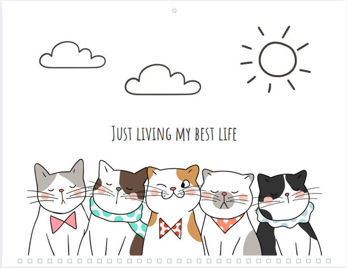 DIGITAL DOWNLOAD ONLY! 2025 Cartoon Cat Calendar - Etsy