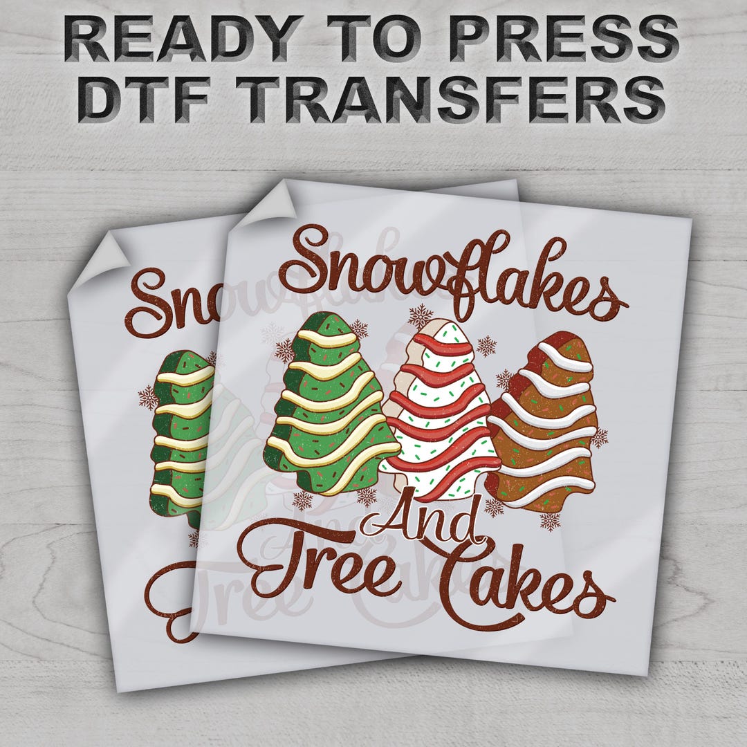 Retro Christmas Tree Cakes DTF Transfer, Snowflakes, Ready to Press - Etsy