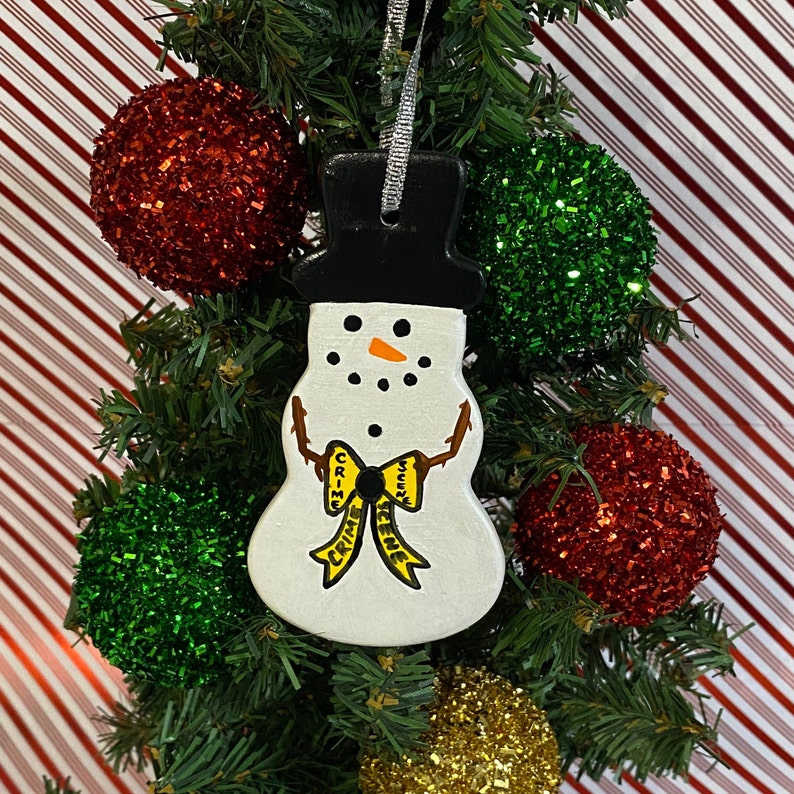 Crime Scene Tape Snowman- Crime Scene- Crime Scene Ornament- Crime ...