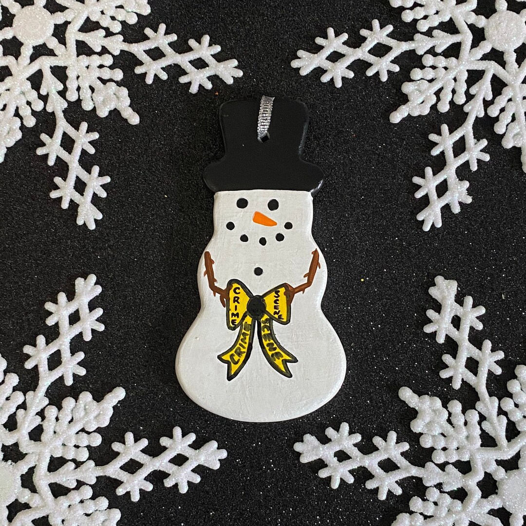 Crime Scene Tape Snowman- Crime Scene- Crime Scene Ornament- Crime ...