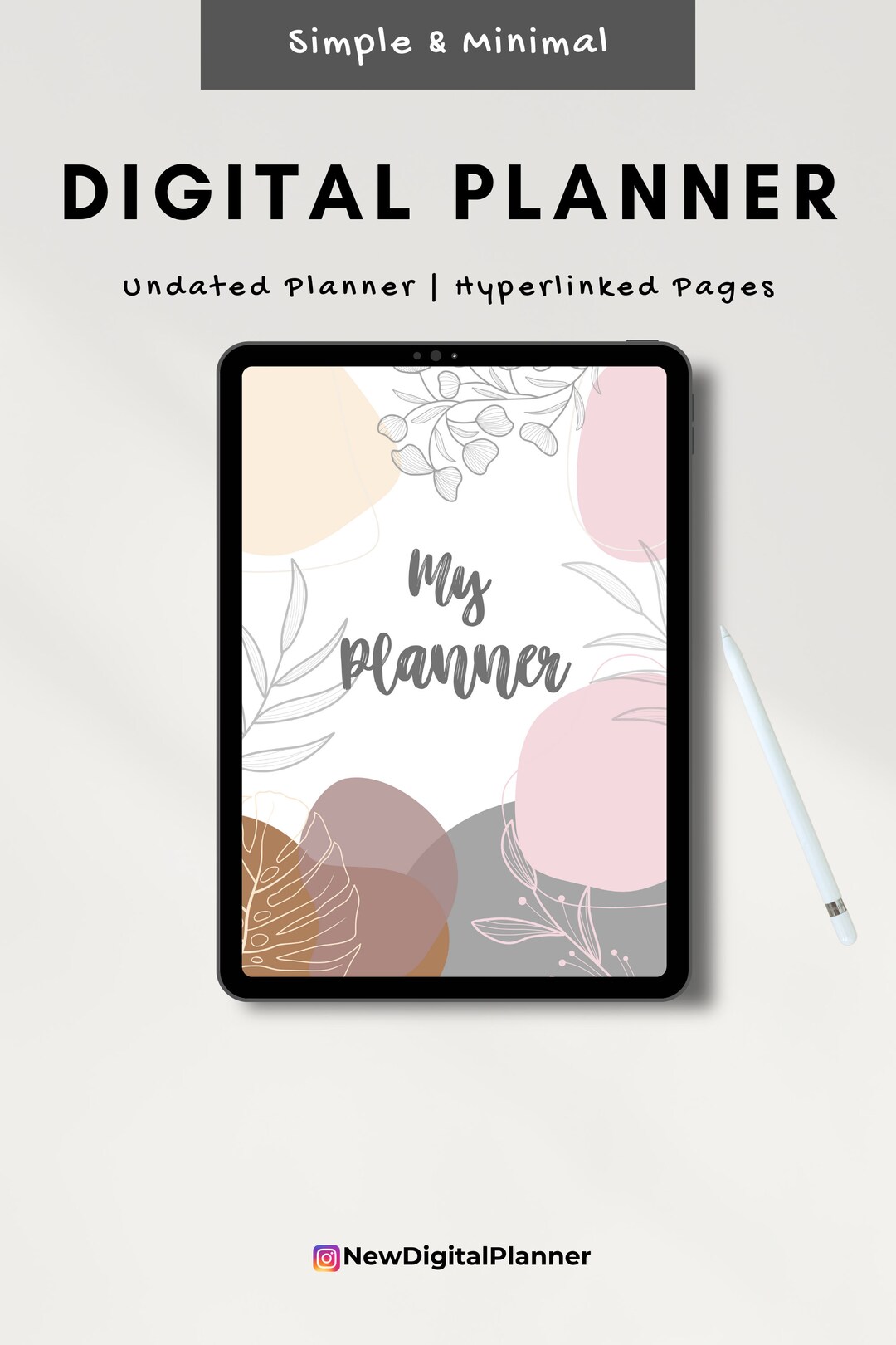 Minimal Undated Digital Planner With Hyperlinked Pages - Etsy