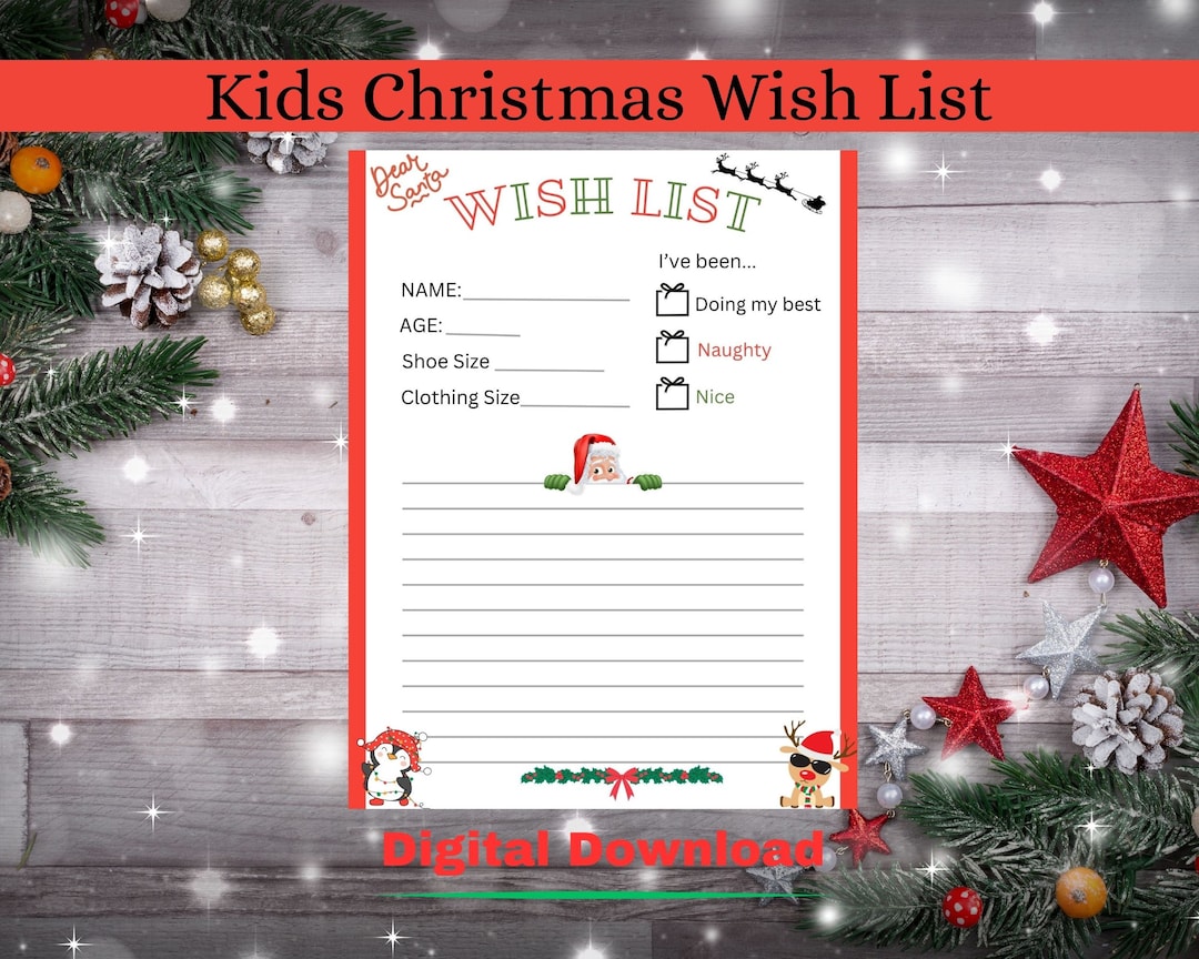 Editable Kids Christmas Wish List PDF, Cute Wish List, Christmas Kids ...
