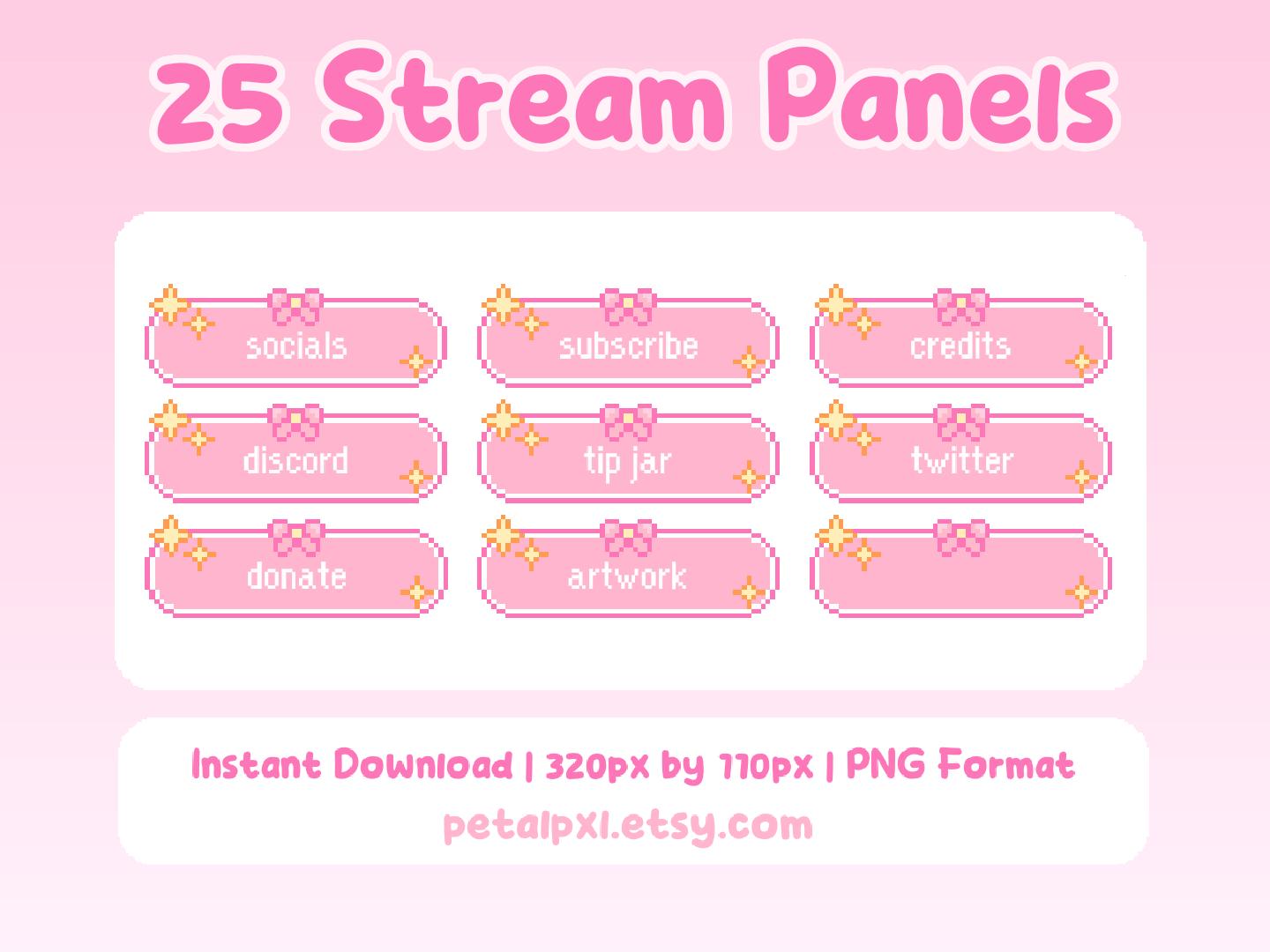 Magical Girl Stream Overlay Pack for Twitch - Cute Pixel Art Stream ...