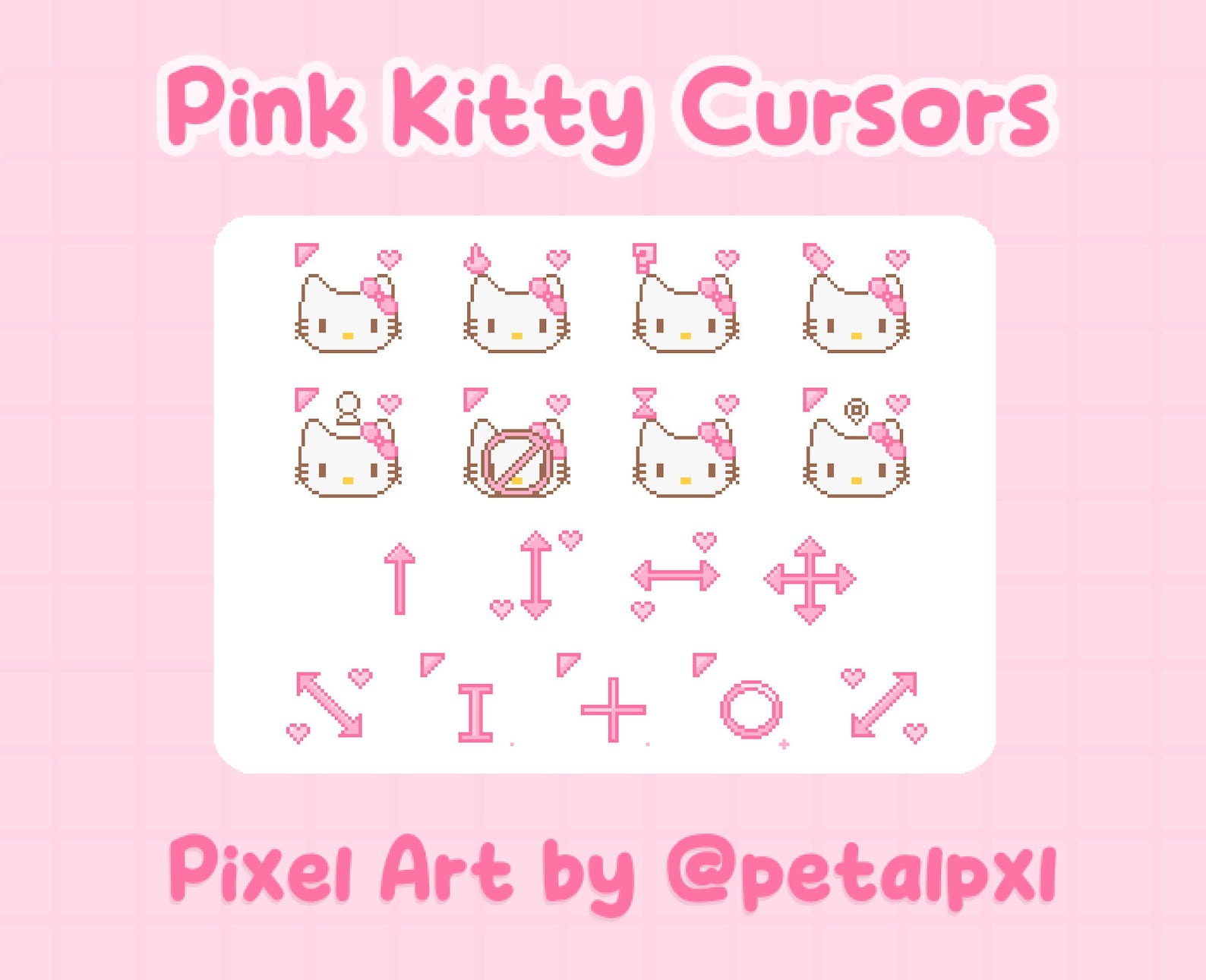 17 Animated Pink Kitty Cursors for PC - Windows Only - Cute Pixel Art ...