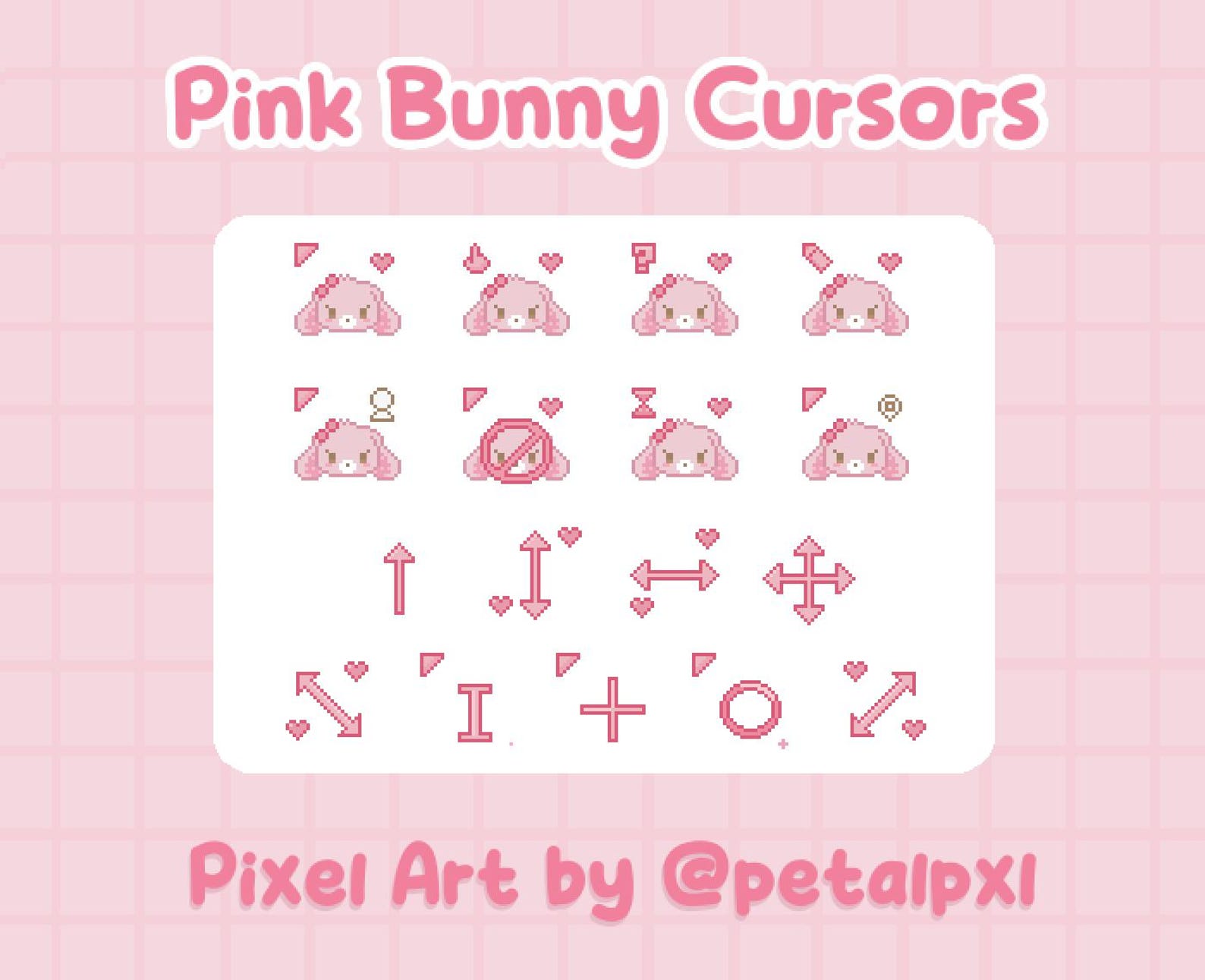 Animated Bunny Cursors for PC - Windows Only - Pastel Pink Cursor Pack ...