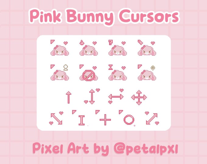 Animated Bunny Cursors for PC - Windows Only - Pastel Pink Cursor Pack ...