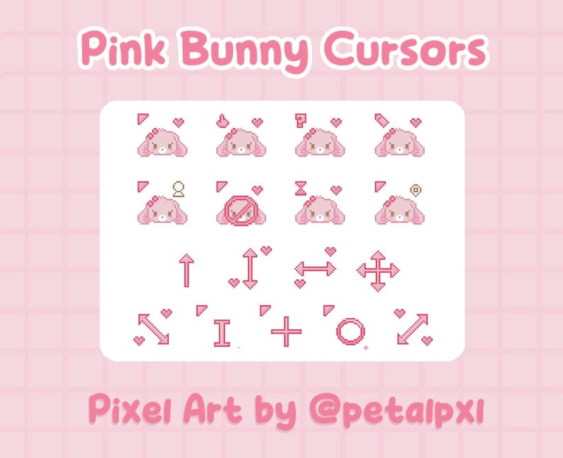 Animated Bunny Cursors for PC - Windows Only - Pastel Pink Cursor Pack ...