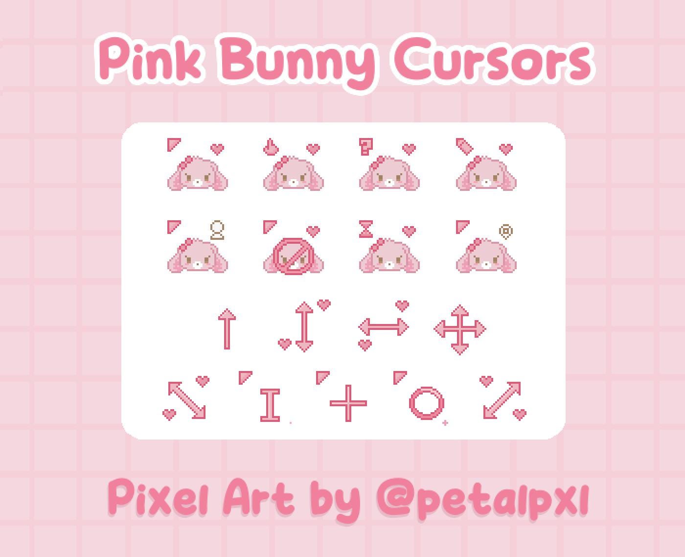 Animated Bunny Cursors for PC - Windows Only - Pastel Pink Cursor Pack - Kawaii Mouse Pointers ...