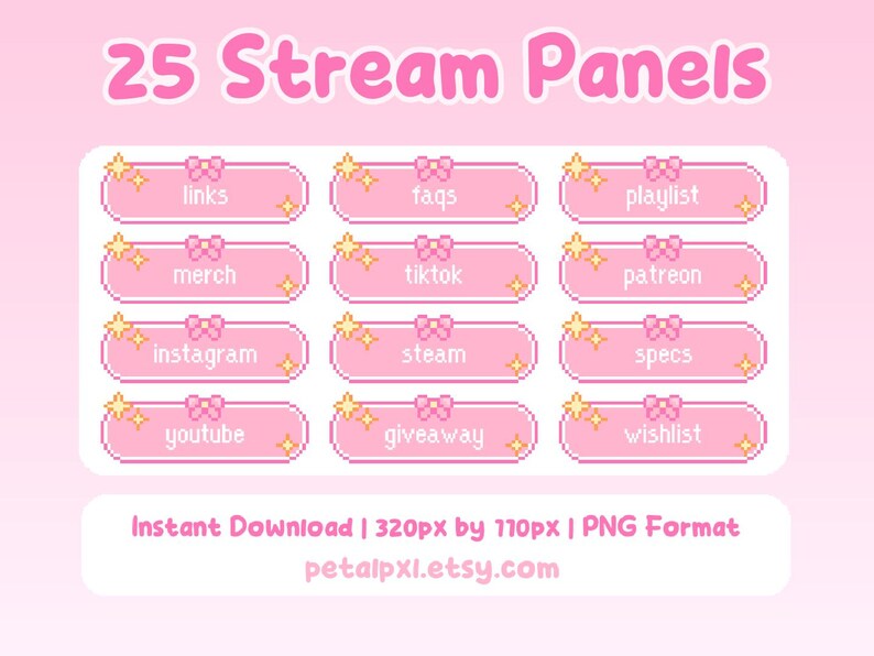 Magical Girl Stream Overlay Pack for Twitch - Cute Pixel Art Stream ...