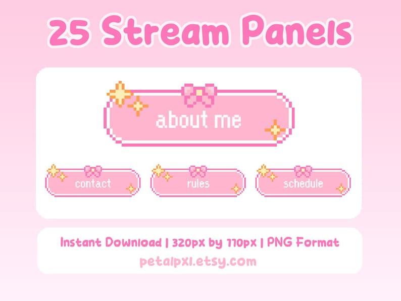 Magical Girl Stream Overlay Pack for Twitch - Cute Pixel Art Stream ...