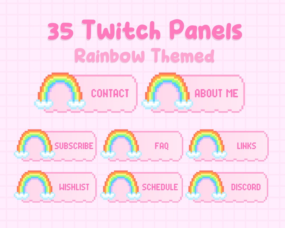 Rainbow Twitch Panels - Cute Pixel Art Graphics for Streamers - Kawaii ...