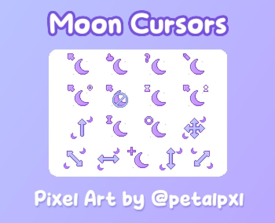 17 Purple Moon Cursors for PC - Windows Only - Celestial Pixel Art ...