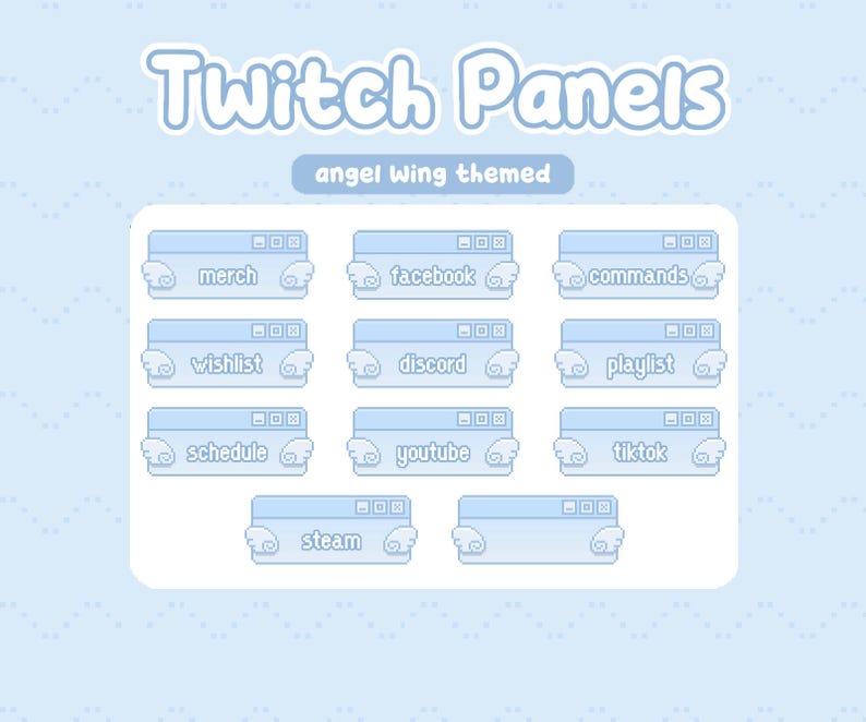 Angel Wing Twitch Panels - Light Blue Stream Panels - Pixel Art Panels ...