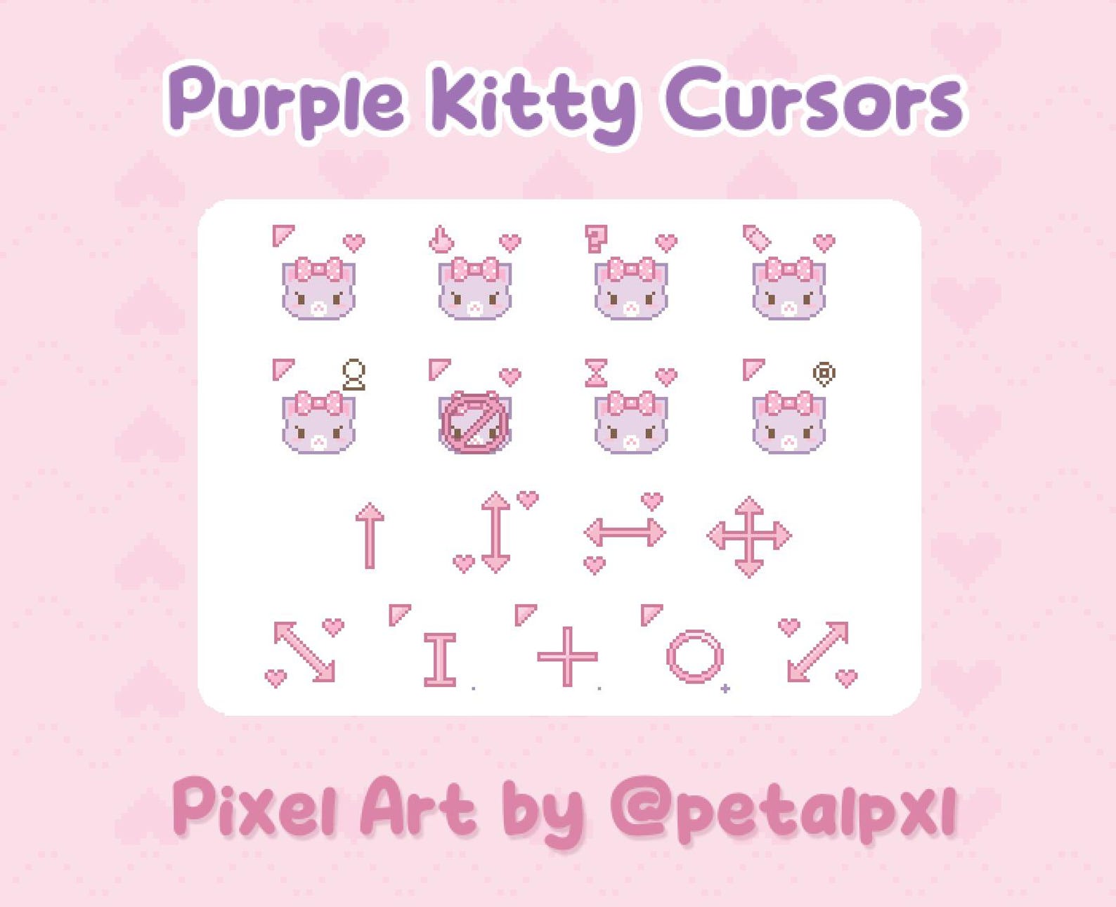 Purple Kitty Cursors for PC - Windows Only - Kawaii Pixel Art Mouse ...