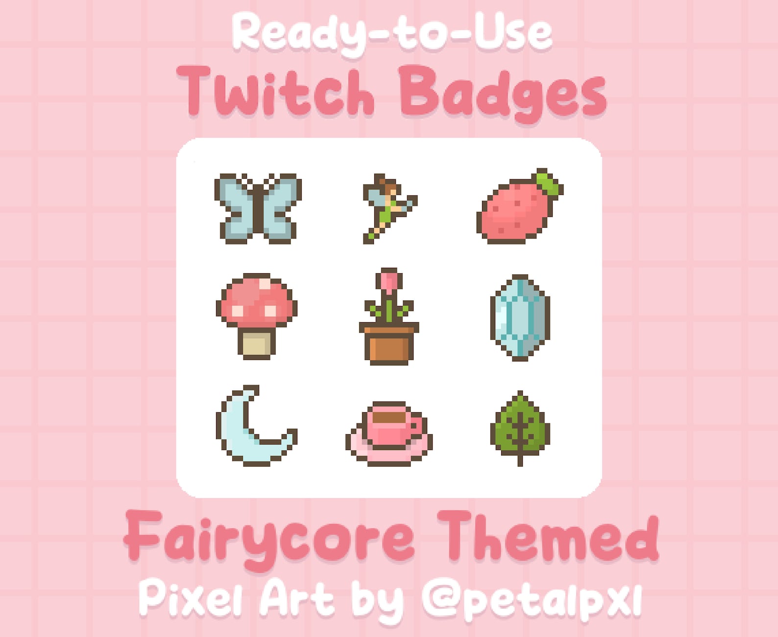 Fairycore Twitch Badges - Pixel Art Sub/bit Badges - Kawaii Cottagecore ...