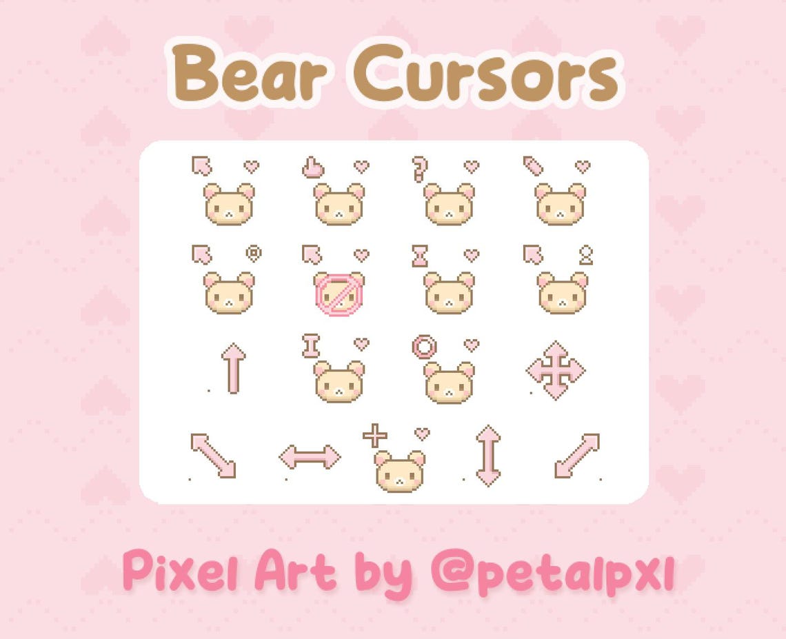 Bear Cursor Pack for PC - Windows Only - Cute Pixel Art Cursors ...