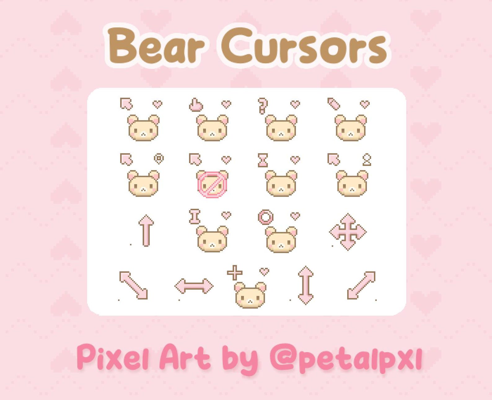 Bear Cursor Pack for PC - Windows Only - Cute Pixel Art Cursors - Kawaii Bear Cursors - Mouse ...